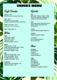 Menus - SOBO Beach
