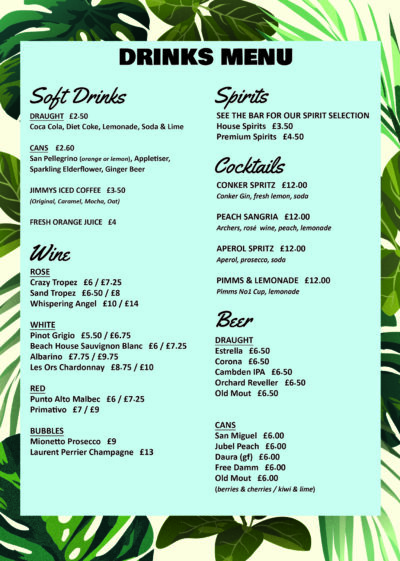 Menus - SOBO Beach
