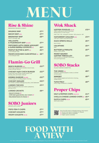 Menus - SOBO Beach
