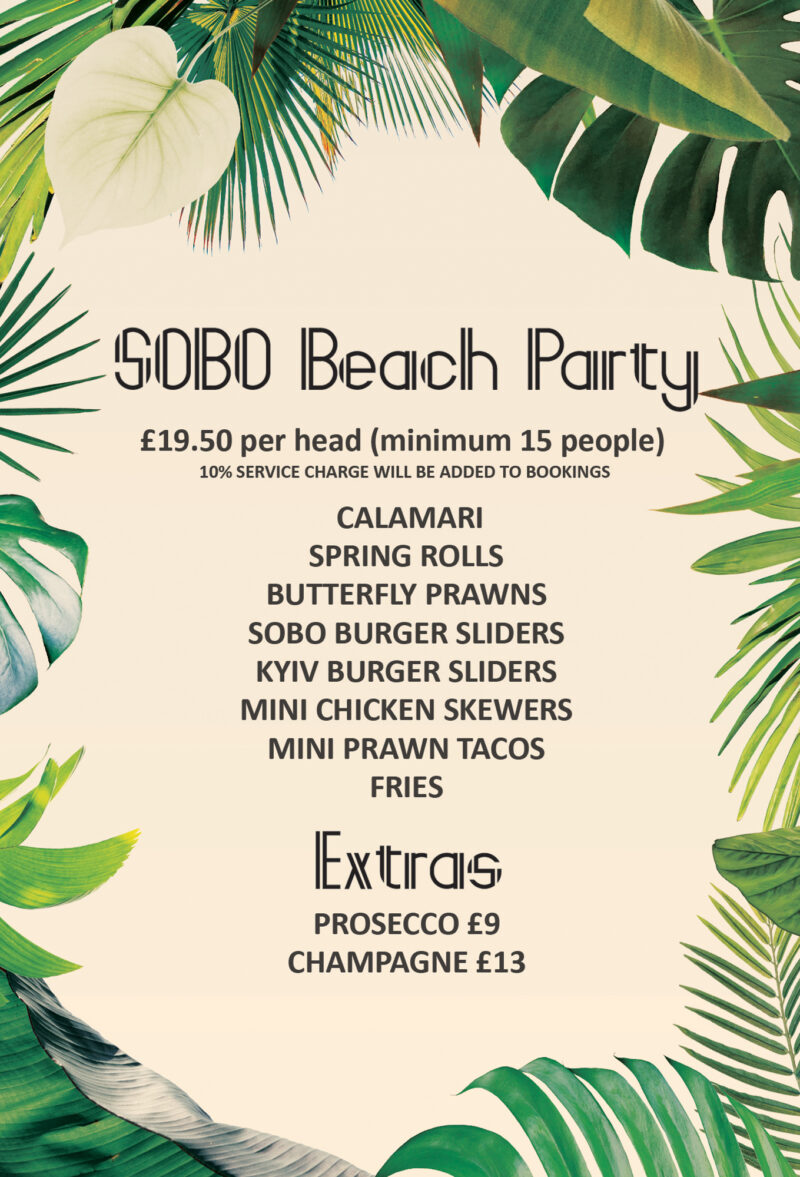 Menus - SOBO Beach