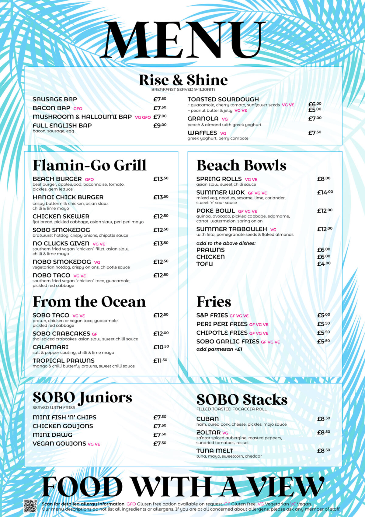 Menus – SOBO Beach